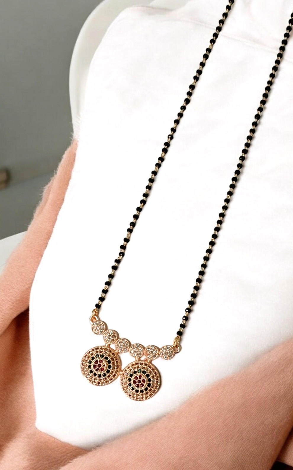 Bakul vibrant wati short mangalsutra - affordable luxury – IndiAura Mode